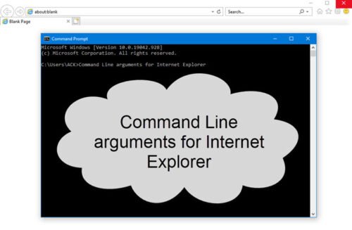 Command Line arguments for Internet Explorer on Windows 10