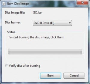 How to Burn ISO images using Windows Disc Image Burner