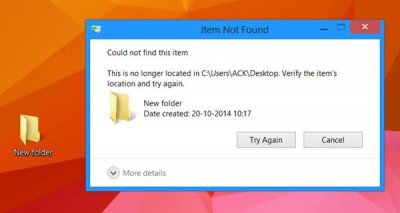 Unable to delete icons, files or folders from Windows desktop