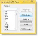 Remove File Type associations in Windows using Unassociate File Types