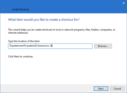 Create shortcut to launch or change Screensaver in Windows 11