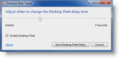 How to change Aero Peek or Show Desktop Preview time in Windows