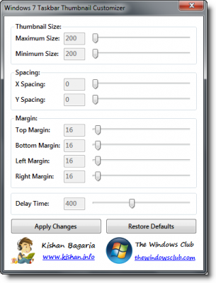 Windows 7 Taskbar Thumbnail Customizer Home Page