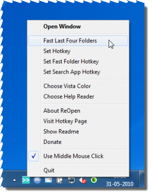 Reopen recently closed folders, files, programs, windows on PC