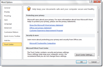 How to disable Protected View in Microsoft Office