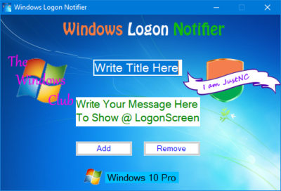 Windows Logon Notifier lets you create user logon messages easily