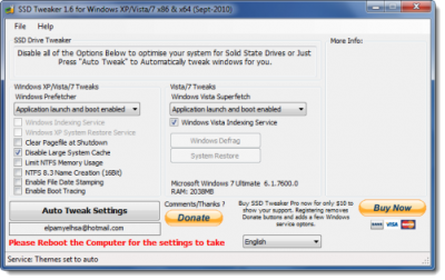 Optimize, Speed up SSD drive with Tweak-SSD or SSD Tweaker