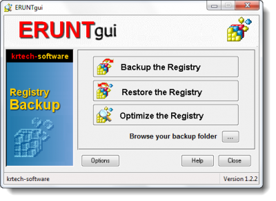 ERUNTgui will help you Backup, restore and optimize Windows Registry