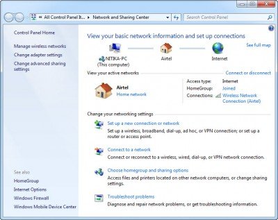 Using Network & Sharing Center to connect and share more