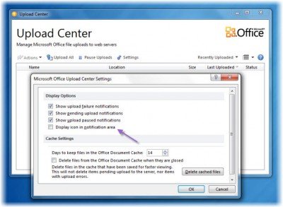 Microsoft Office Upload Center - Remove or Disable it