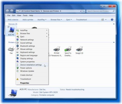 Make Windows download Drivers & Icons automatically