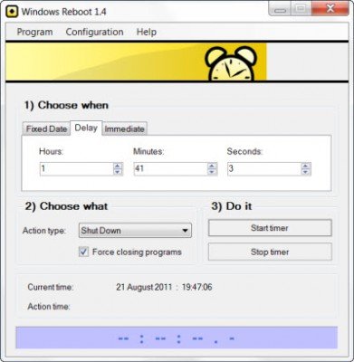 Free tools to schedule shutdown, restart in Windows at fixed times