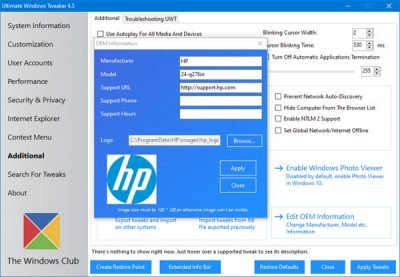 How to Add or Change OEM Information in Windows 11/10