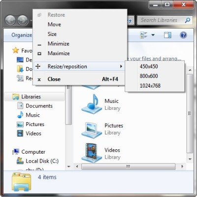 Define custom window sizes with Sizer for Windows 7