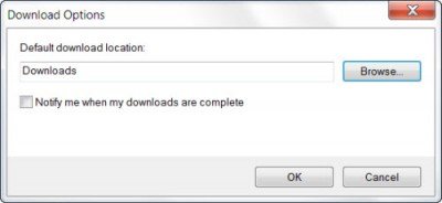 How to change default download directory in Internet Explorer