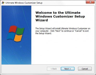 Installation screenshots of Ultimate Windows Customizer