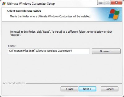 Installation screenshots of Ultimate Windows Customizer
