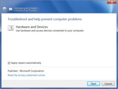 Windows Hardware and Devices Troubleshooter