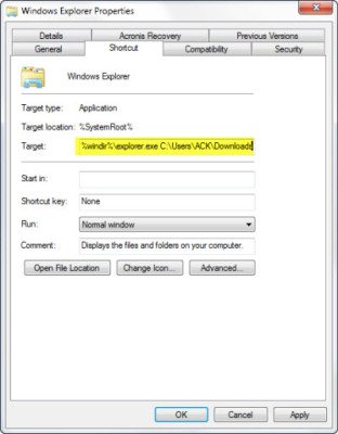Make File Explorer shortcut on Taskbar open your favorite folder in ...