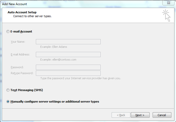 Configure Microsoft Outlook For Gmail - Manual Settings