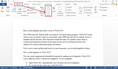 How to add Templates and insert Videos in Word
