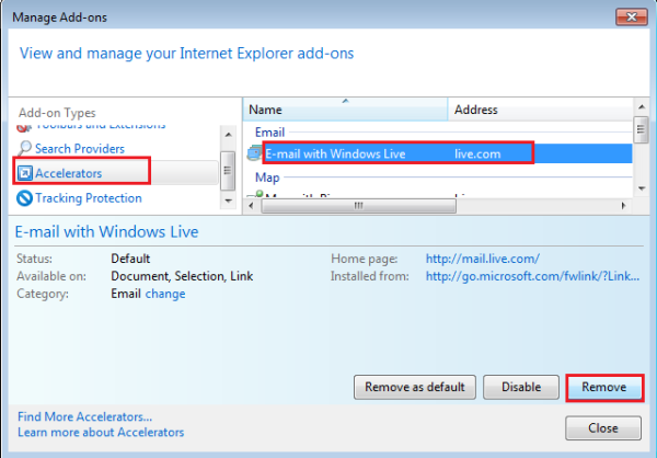 Disable Accelerator Button in Internet Explorer