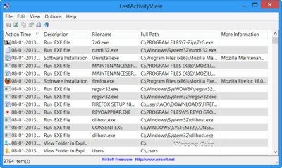 Log & Track activity on Windows computer with LastActivityView
