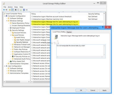 Create Logon Messages for Users signing in to Windows 11/10