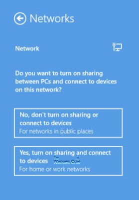 Turn Network Sharing on or off in Windows 8.1