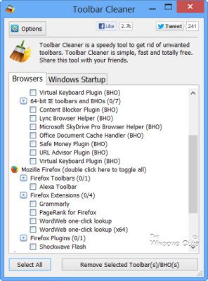 Free Toolbar Cleaner, Remover, Uninstaller & Removal Tools