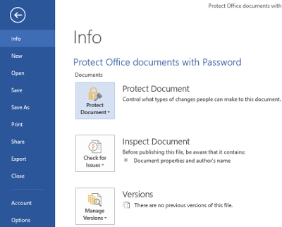 How to Password protect Microsoft Office documents