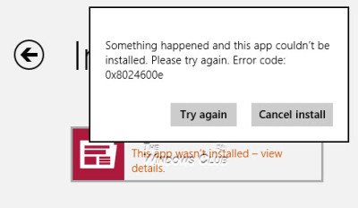 Error 0x8024600e when installing or Updating Microsoft Store apps