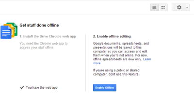 Enable Offline Access to Google Drive Documents on Windows PC