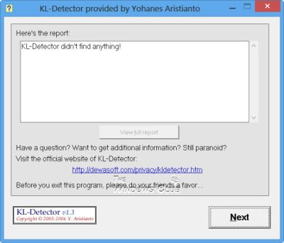 Free Keylogger Detector software for Windows 11/10