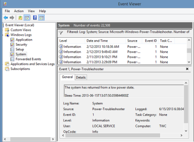 Use Event Viewer to check unauthorized use of computer