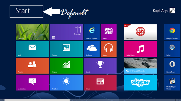 Change or Modify the Start text of Windows 8 Start Screen