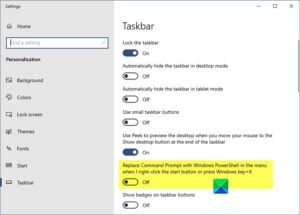 Replace Command Prompt with PowerShell in WinX Menu of Windows 10