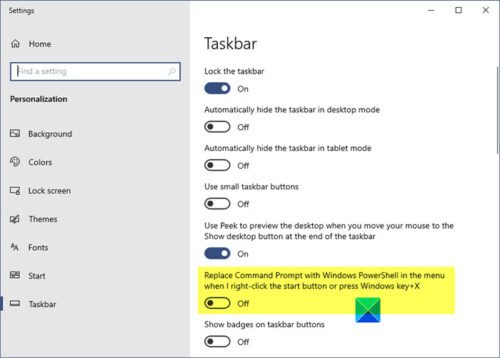Replace Command Prompt With Powershell In Winx Menu Of Windows 10