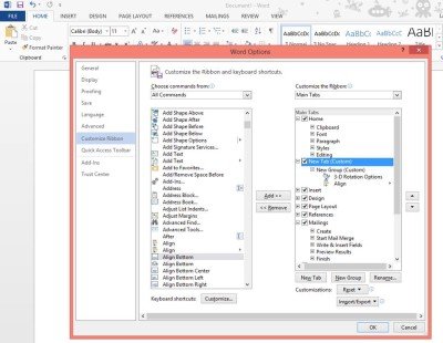How to customize Microsoft Office Ribbon