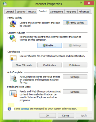 Enable Content Advisor in Internet Explorer 11 on Windows 10