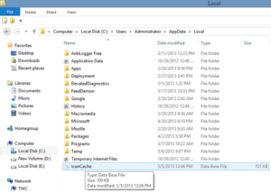 Rebuild the Icon cache in Windows 8/7