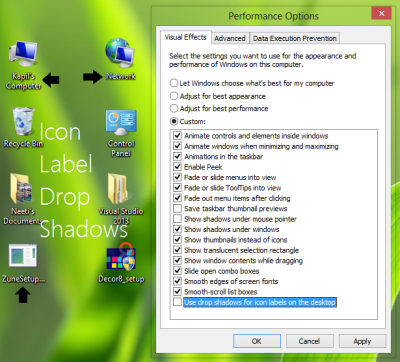 Cannot remove Drop Shadows for Icon Labels on Windows 11/10