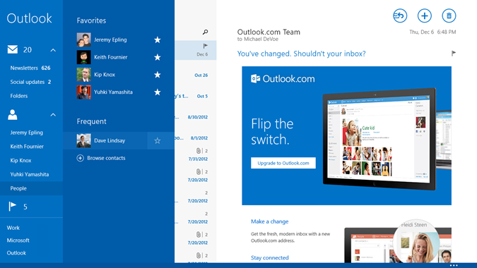 Windows 8.1 Mail app provides the best email experience on any Tablet