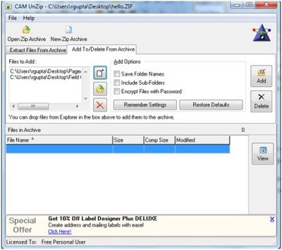 Zip and Unzip files easily with CAM UnZip software for Windows
