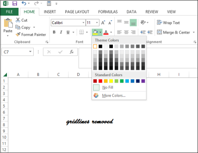 How to hide Gridlines in Excel