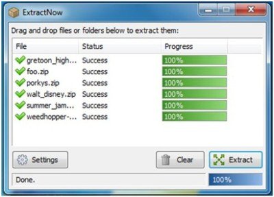 Extract multiple Zip, RAR, archive files at once with ExtractNow