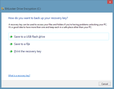 Your recovery key couldn't be saved to this location - BitLocker