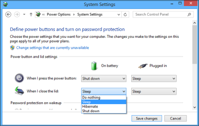 Choose what closing Laptop Lid does: Shutdown, Hibernate, Sleep