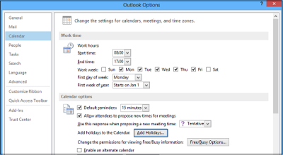 How to add Holidays to Outlook Calendar