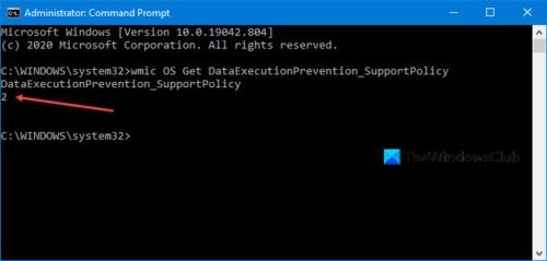 Check or Verify Status of Data Execution Prevention DEP settings